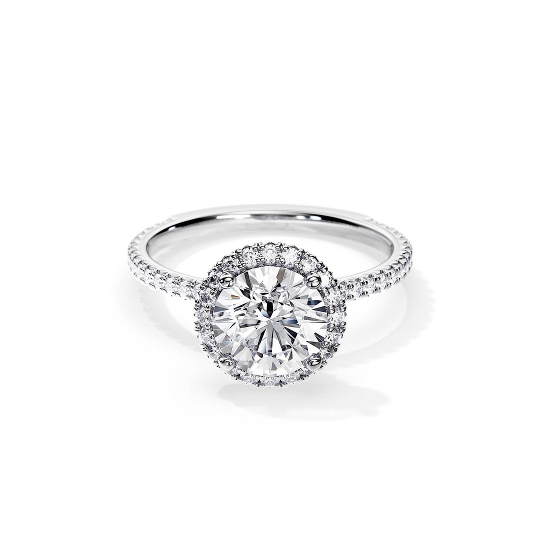 2 Carat Moissanite Engagement Ring Moissanite Halo Engagement Ring