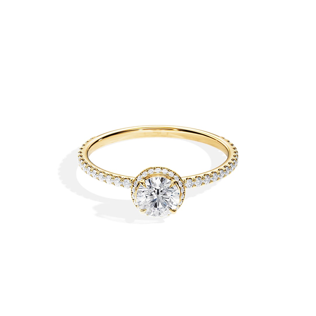 0.5 CT Engagement Ring / 0.5 Carat Natural Diamond Ring / Yellow Gold ...
