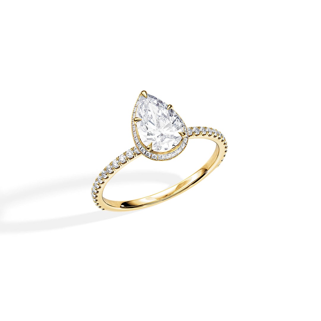 1.5 Carat Pear Shaped Lab Grown Diamond Ring / Pear Shaped Engagement ...