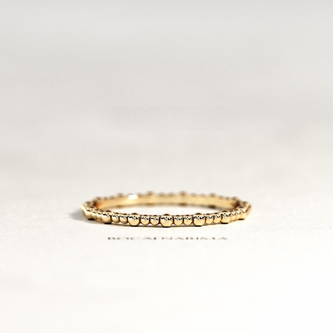 14K Solid Gold Bubble Ring / Bead Gold Ring / Dainty Bubble Ring ...