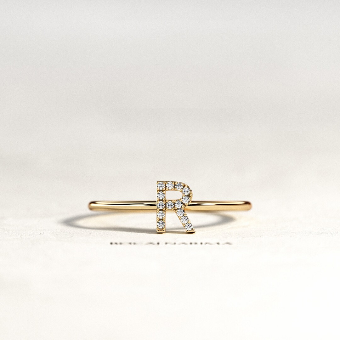 Letter Diamond Ring / Initial Diamond Ring / Personalized - Etsy
