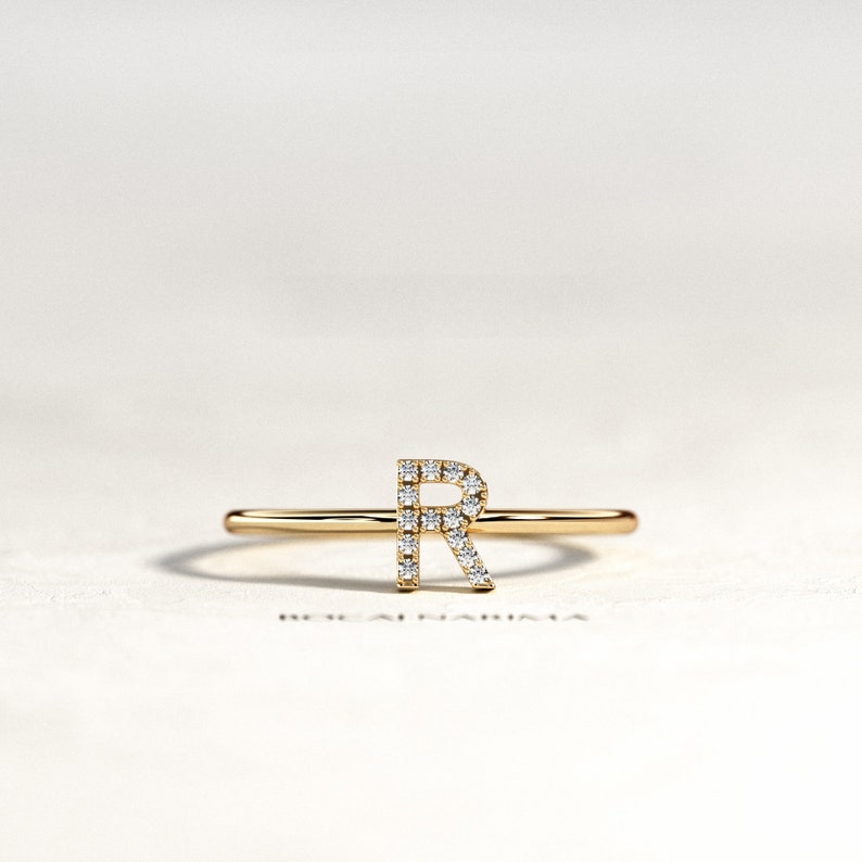 Letter Diamond Ring / Initial Diamond Ring / Personalized - Etsy