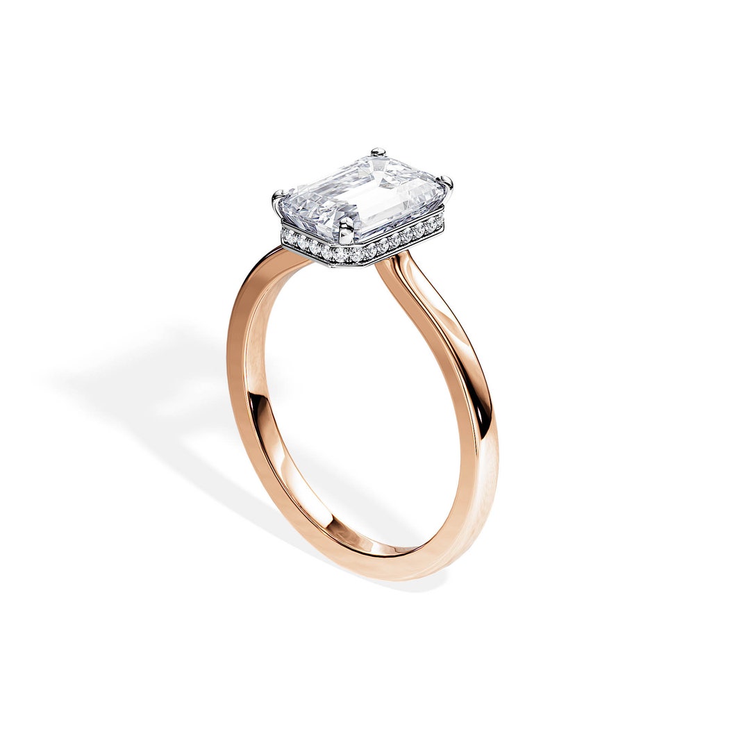 Emerald Cut Moissanite Engagement Ring / 3 Carat Emerald Moissanite ...