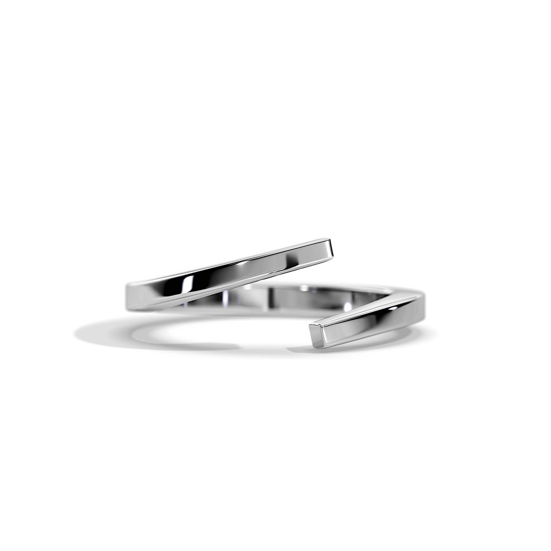 Bypass Wedding Band / Unique Open Wedding Ring / 14K or 18K Plain White ...