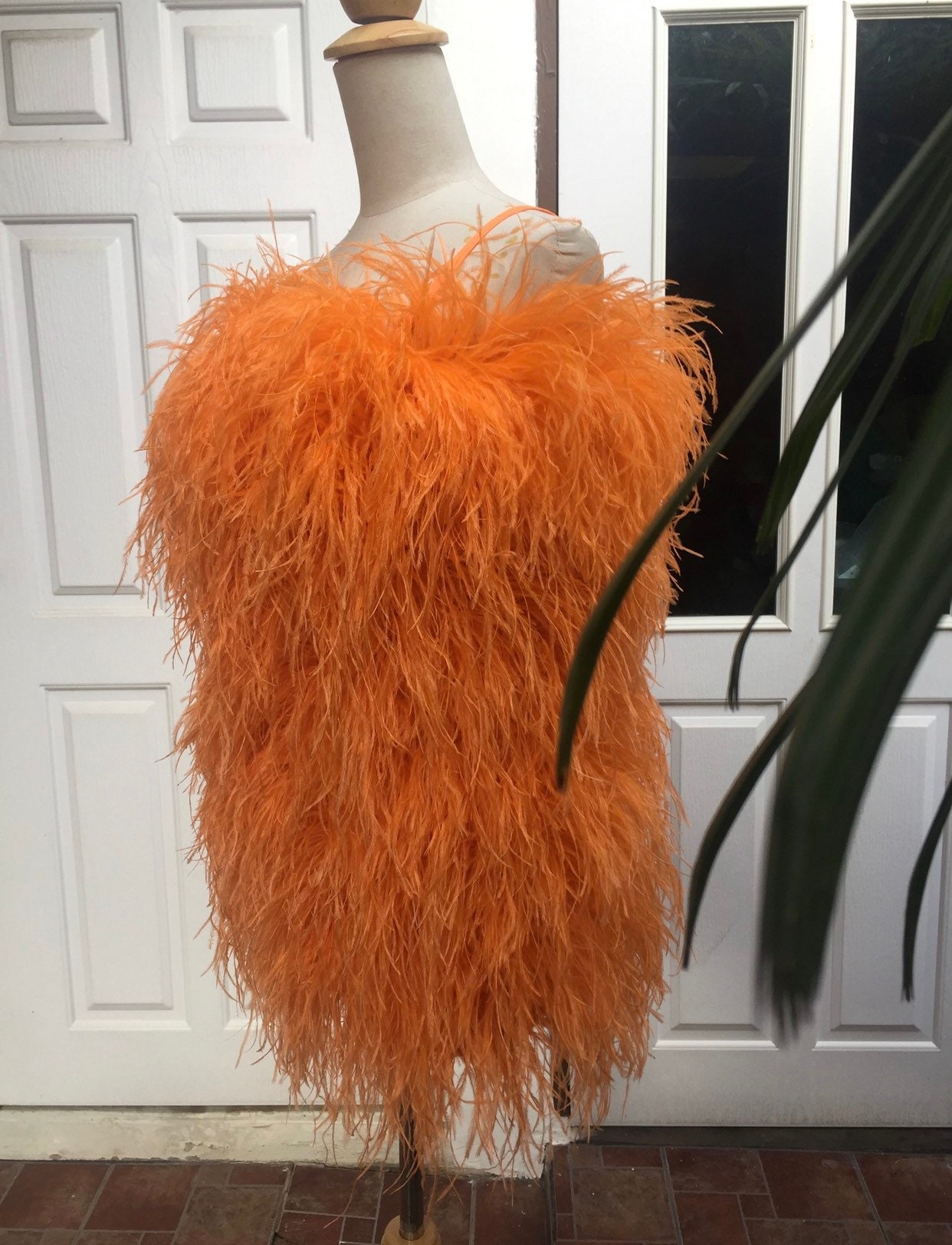 Aston Orange Feather Dress Feather Trim Dress Feather Cocktail | Etsy