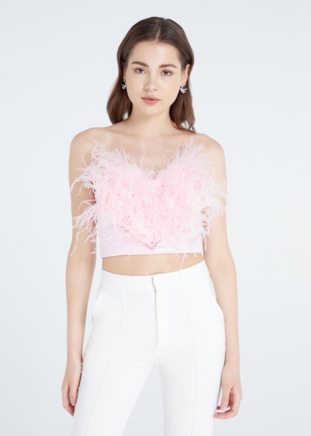 Custom Pink Custom Feather Top With Heart,bridesmaids Top for Women ...