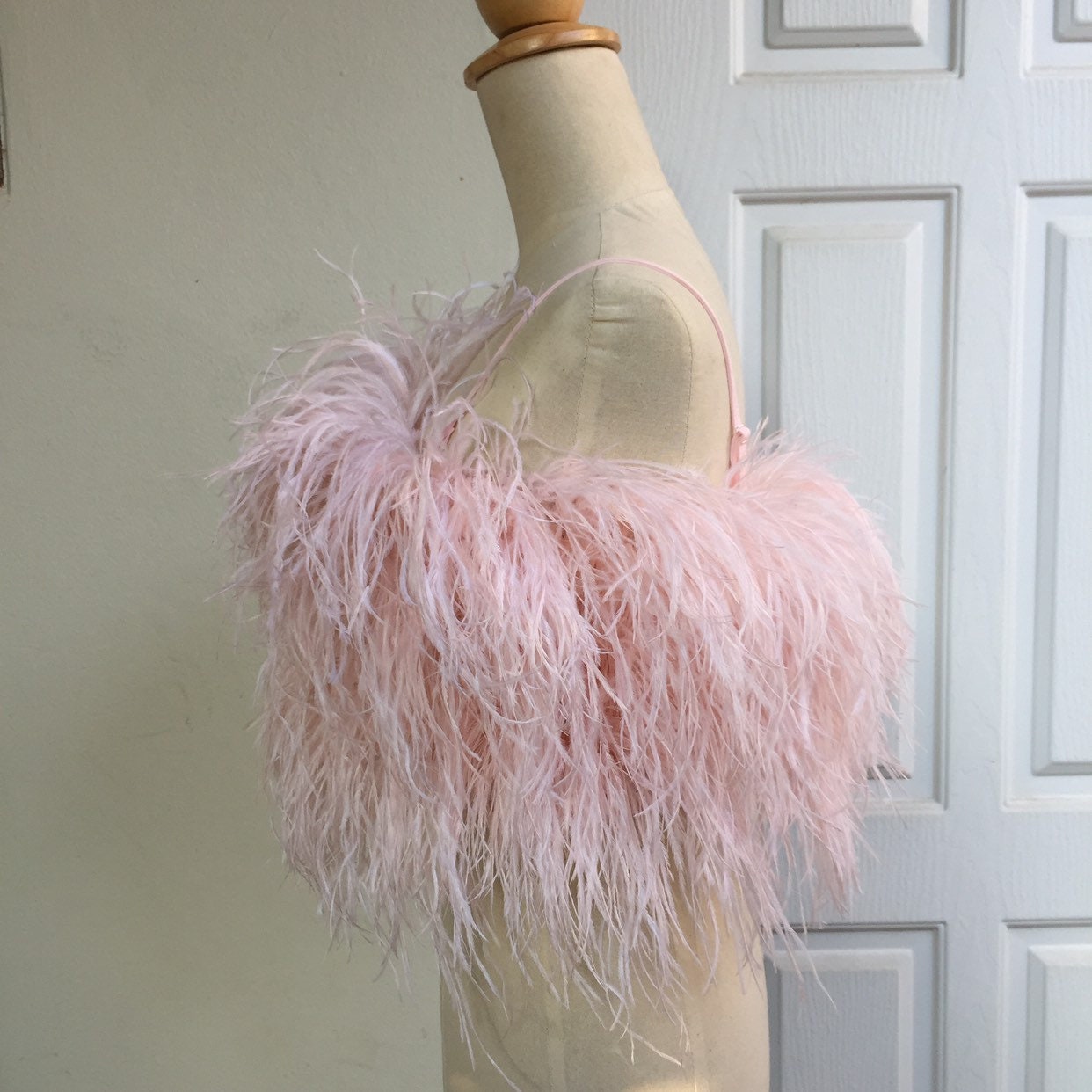 Gina Pale Pink Feather Top ,feather Top ,feather Prom Top ,feather ...