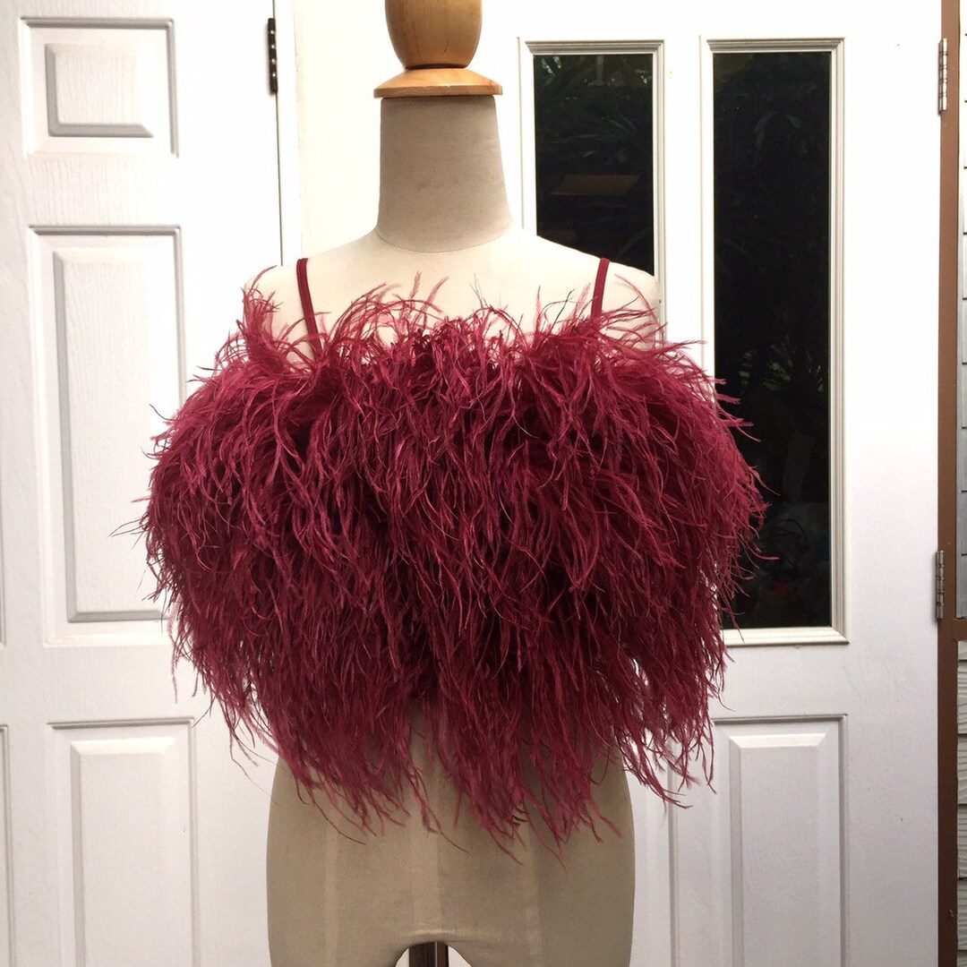 Sginstar Gina Burgundy Feather Top Feather Top Feather Cocktail Top ...
