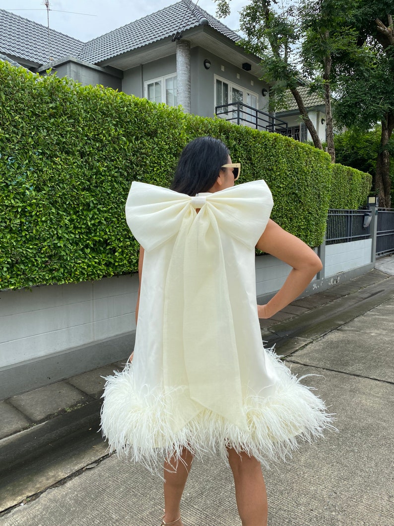 Deva Ivory Feathers Dressunique Wedding Dresswedding Guest - Etsy