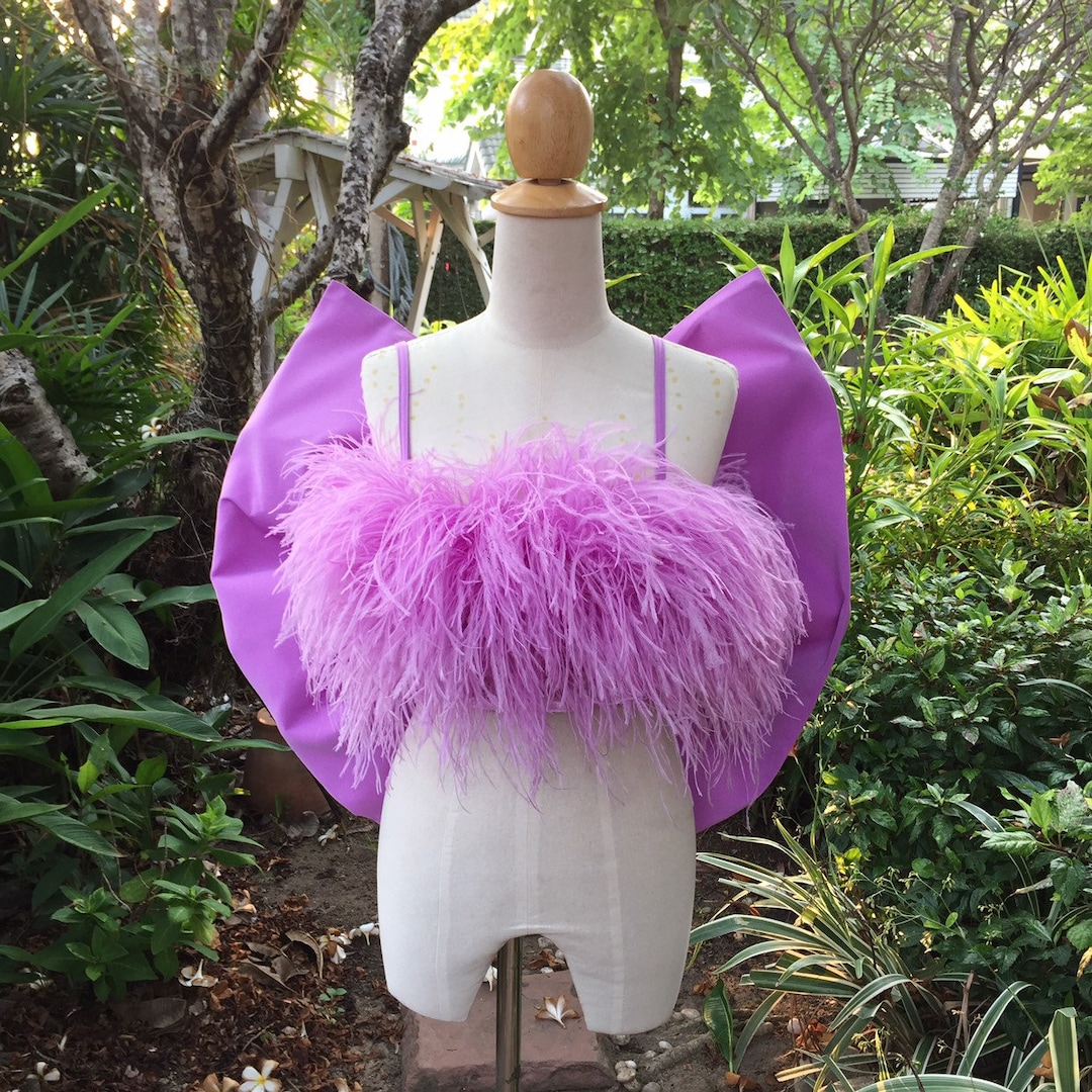 Shane Lavender Ostrich Feather Big Bow Top for Women Costume Party ...