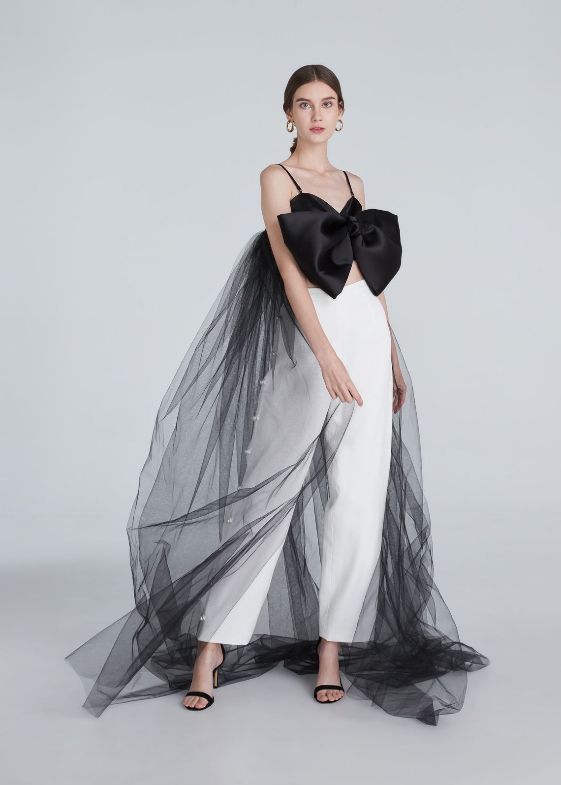 Mika Black Bow Tulle Top for Womenplus Size Tulle - Etsy