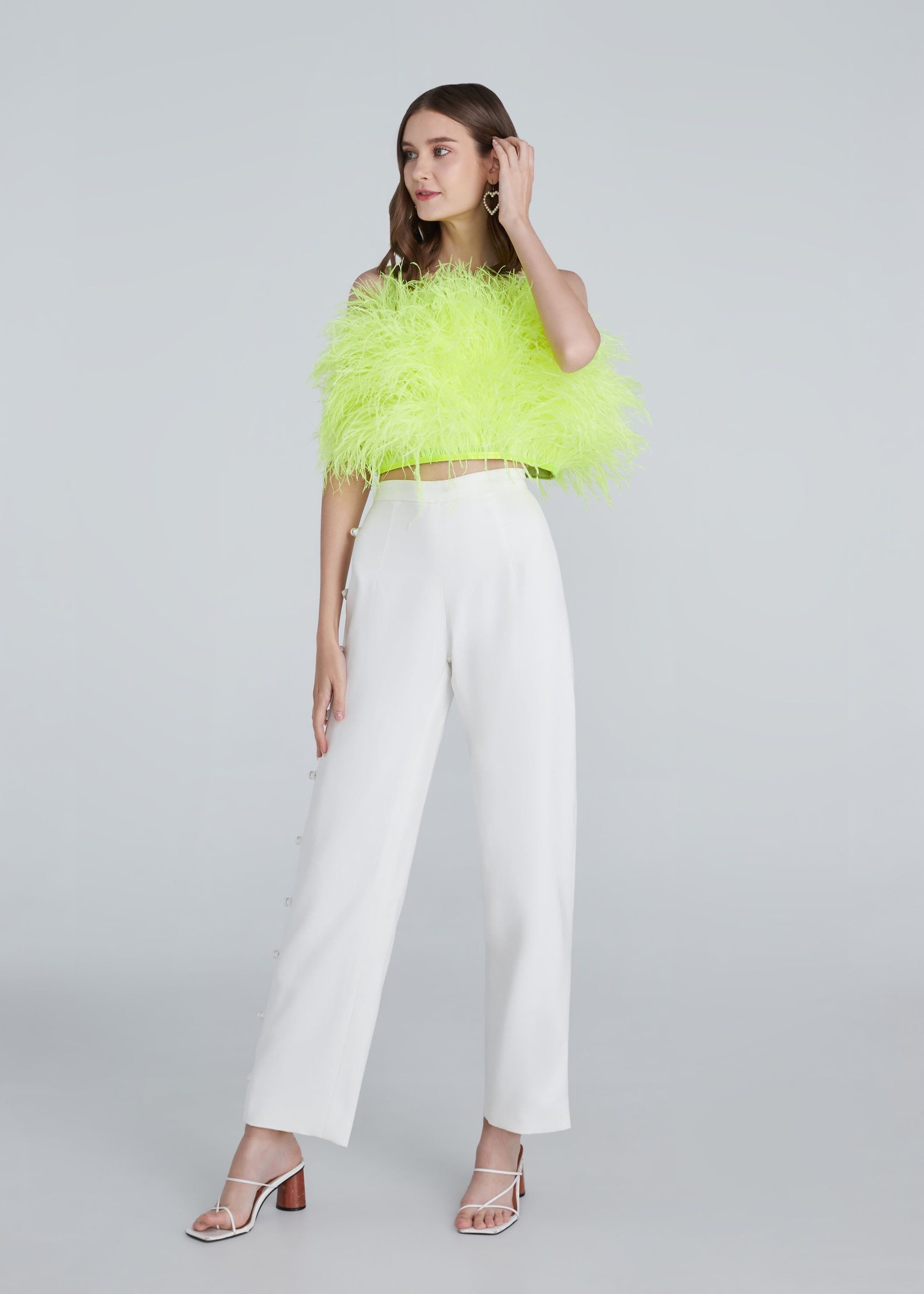 Gina Neon Green Feathers Top, Cocktail Dress for Women,graduation Gift ...