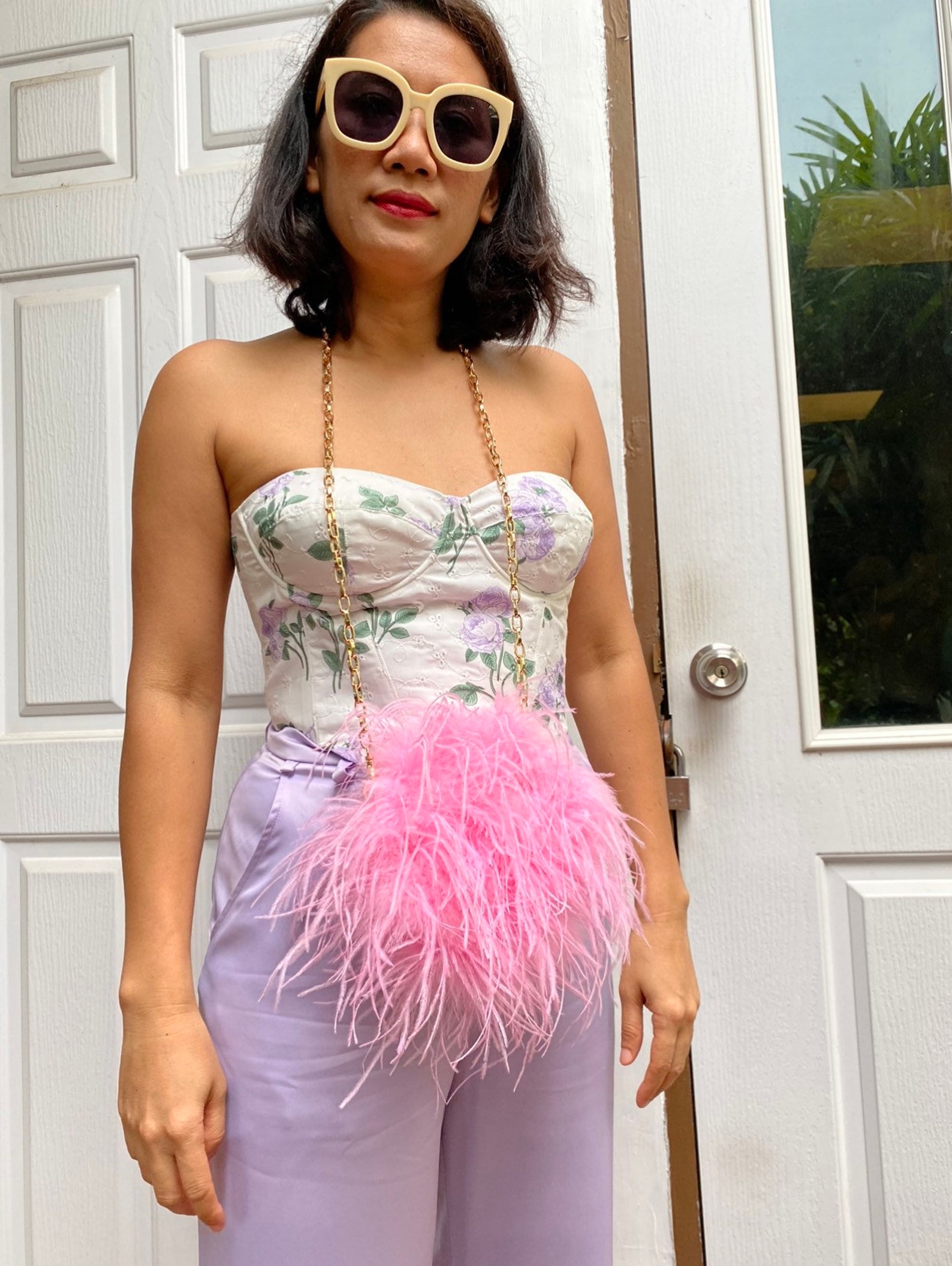 Angie Sweet Pink Feathers Mini Bag for Cocktail - Etsy