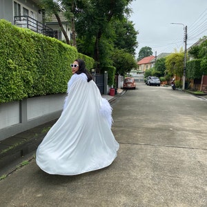 Eda White Boas Feathers Satin Kimono Dress,ball Gown Wedding Dress ...