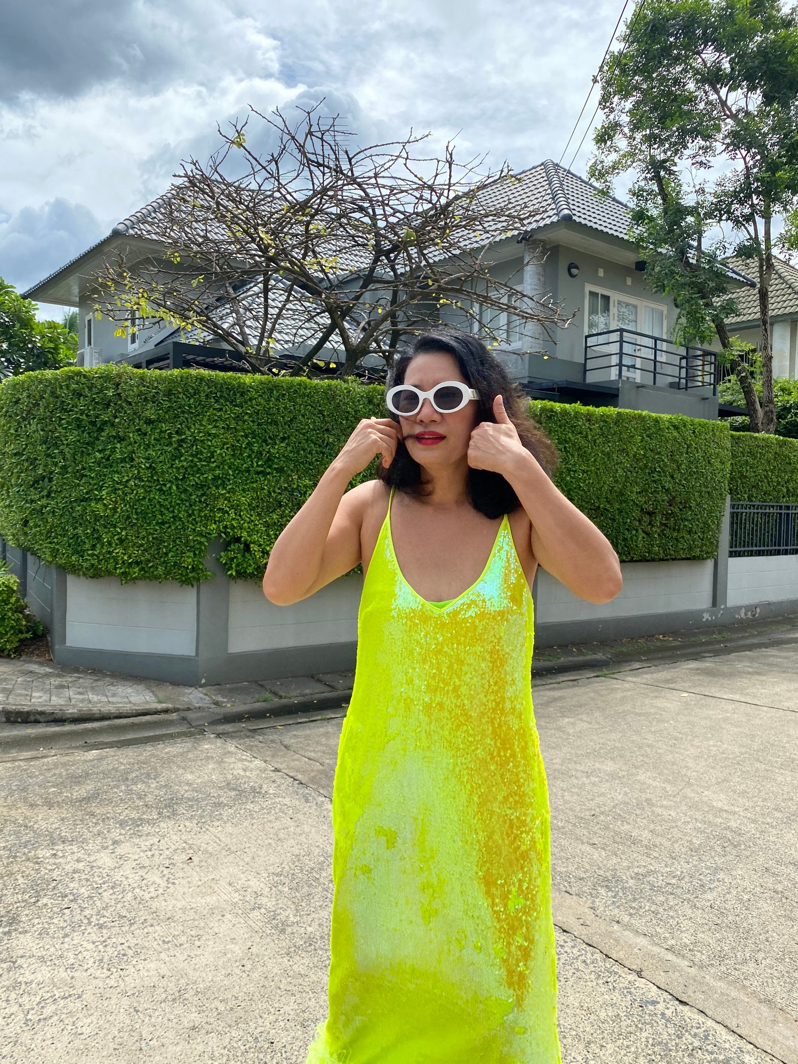 Elma Neon Green Feathers Maxi Dressplus Size Dressunique - Etsy