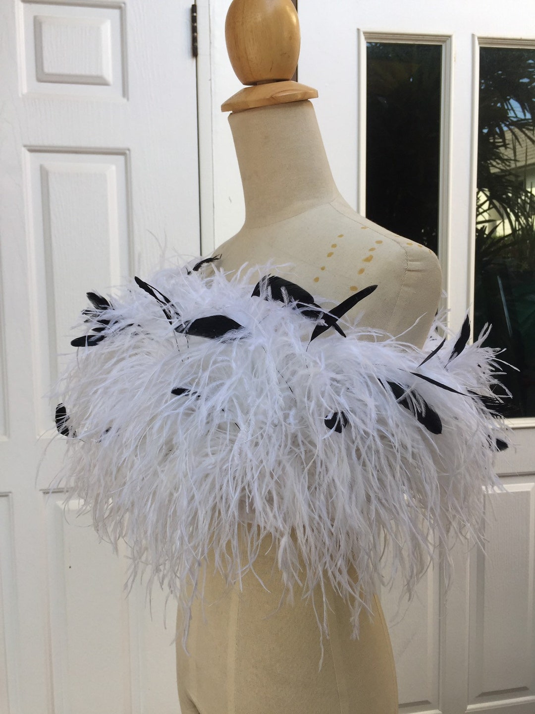 White Ostich Feather Crop Top for Women Anniversary Dress for Women ...