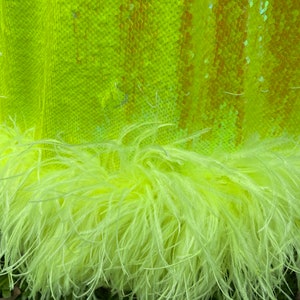 Elma Neon Green Feathers Maxi Dress,plus Size Dress,unique Wedding ...