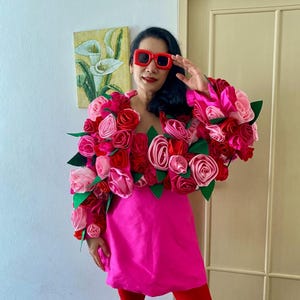 Custom Sweet Pink 3d Flower Jacket for Women, Plus Size Dress,custom ...