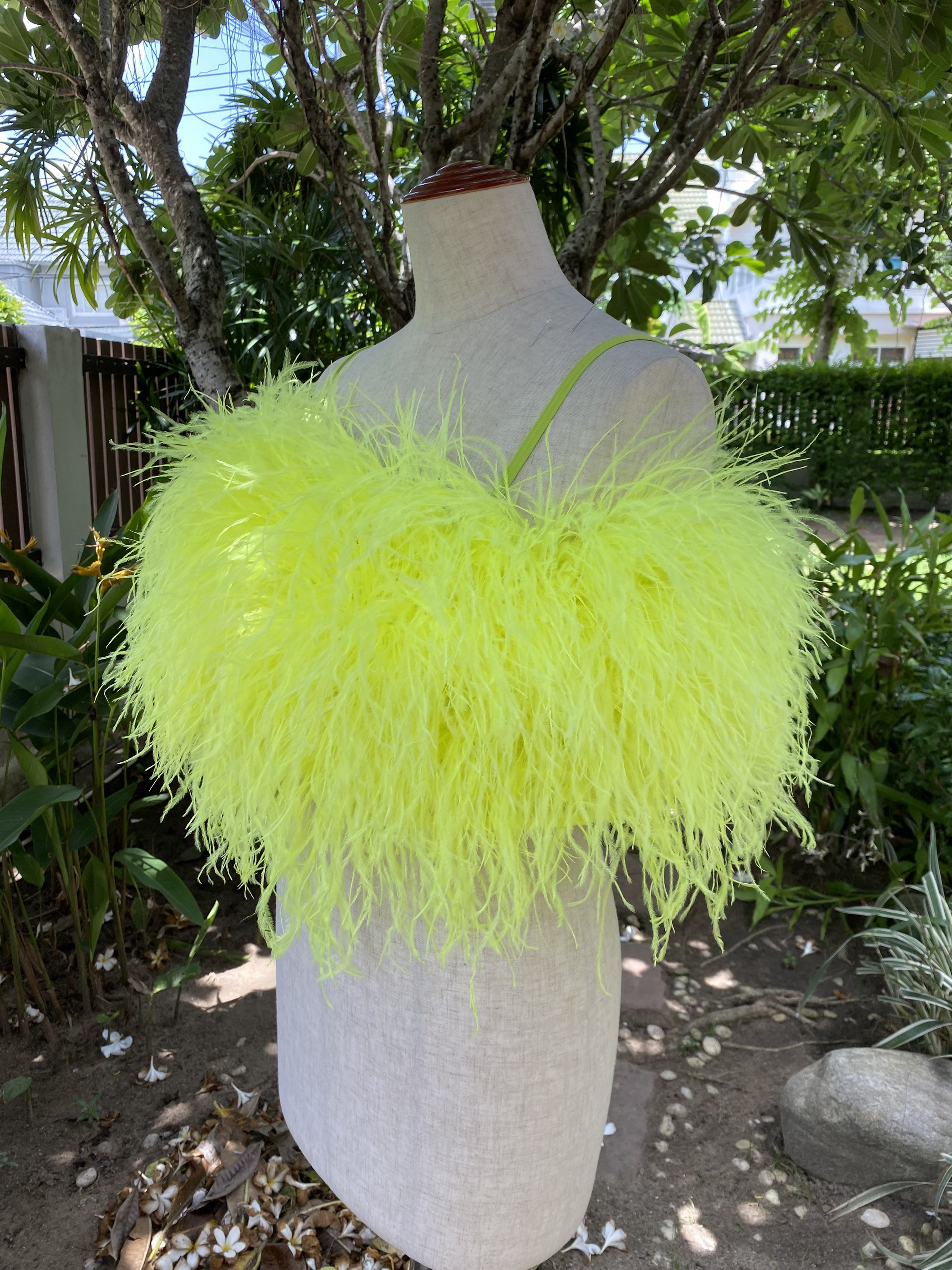 Gina Neon Green Feathers Top, Cocktail Dress for Women,graduation Gift ...