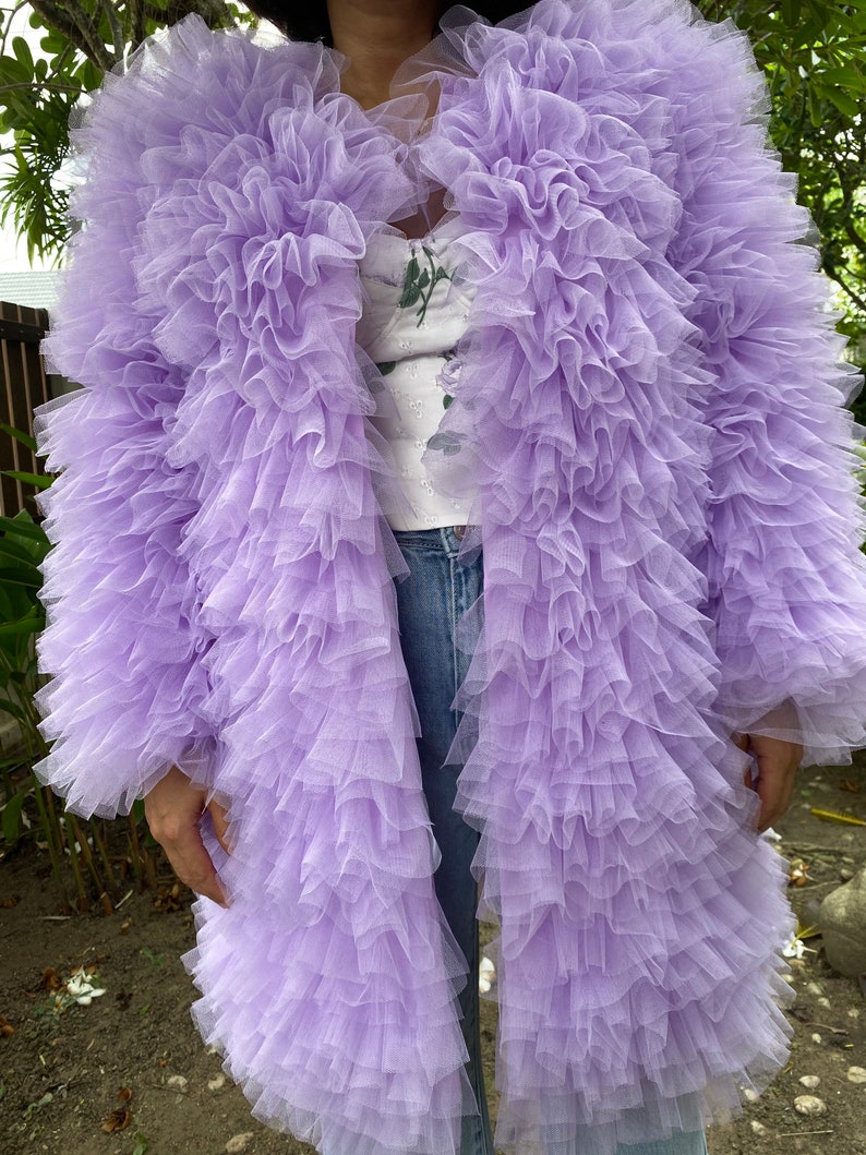 Jean Tulle Coat Dresstulle Jacket for Womenlavender Jacket | Etsy