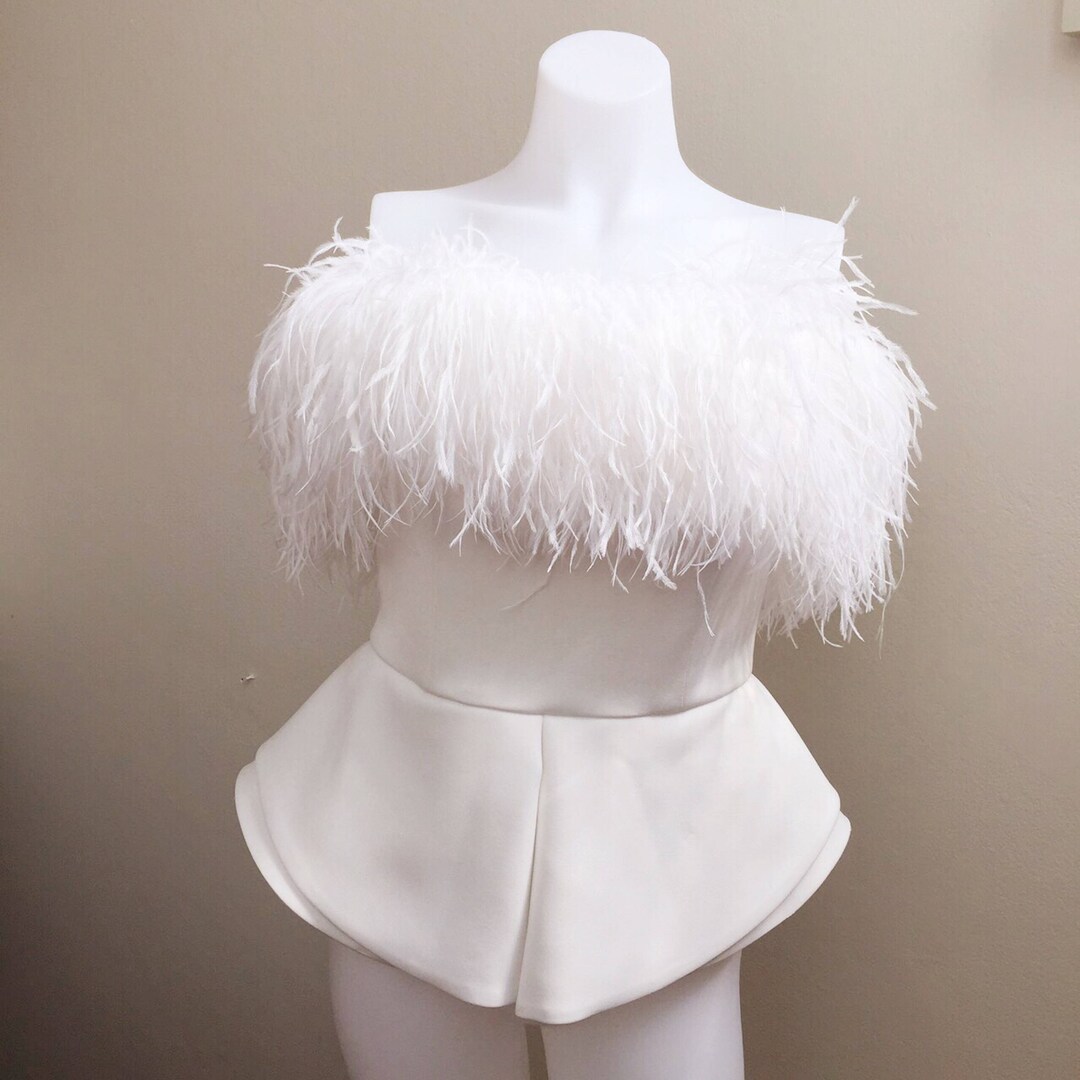 Sginstar Jamie White Feather Tube Top Feather Cocktail Top for Women - Etsy