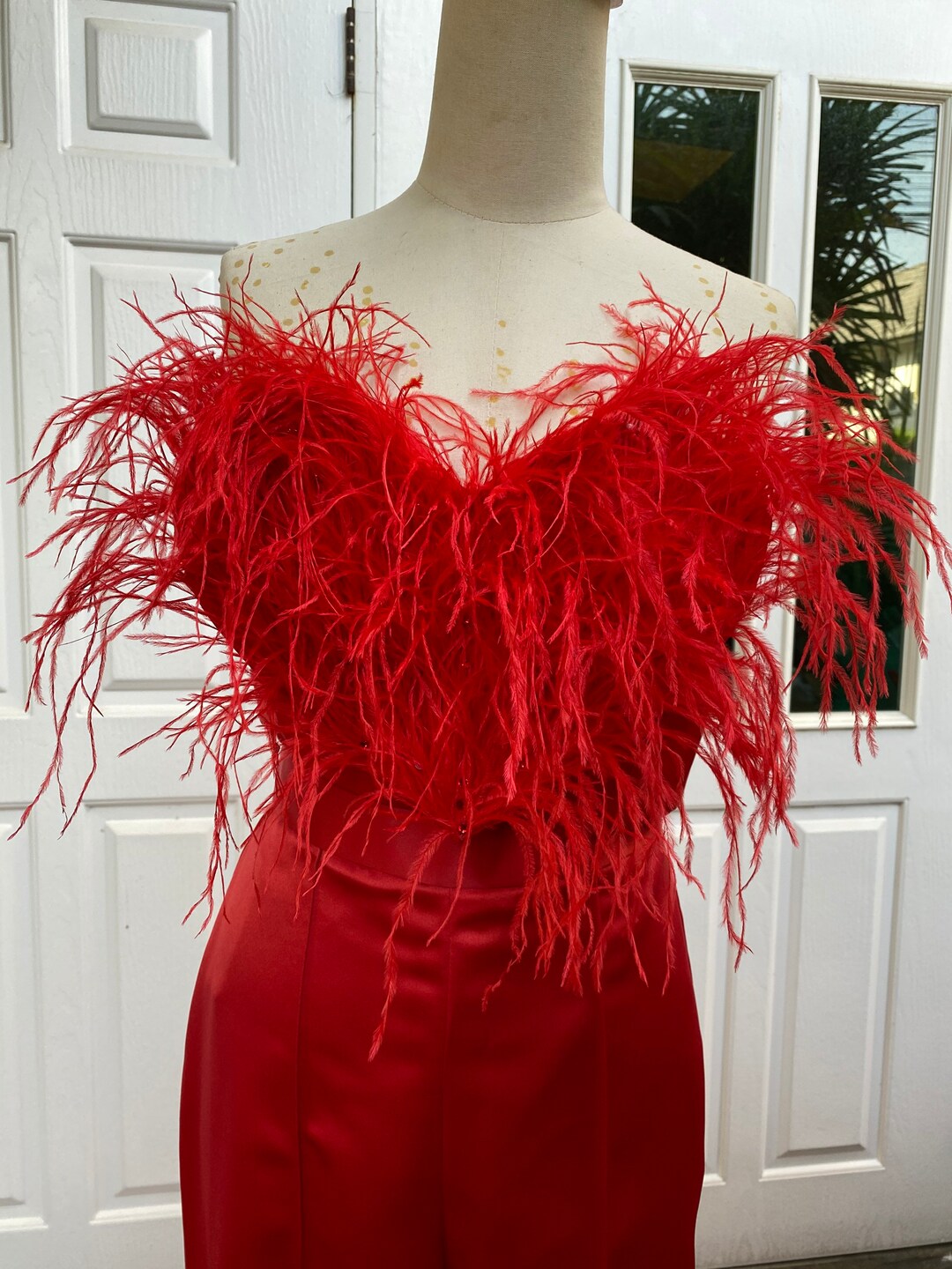 Aida Red Heart Feathers Trimmed Top for Valentine Daybirthday - Etsy