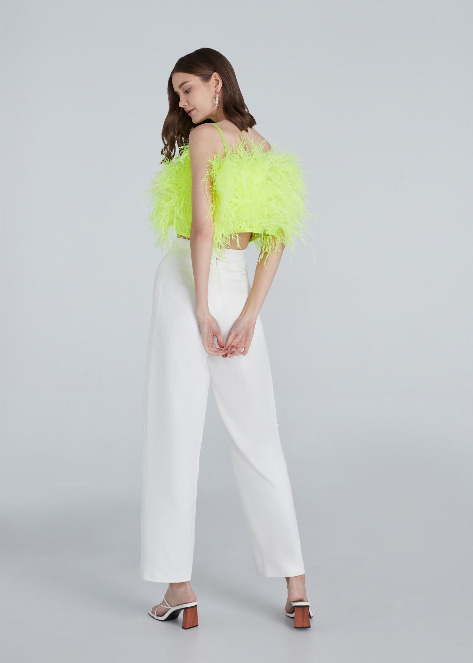 Gina Neon Green Feathers Top, Cocktail Dress for Women,graduation Gift ...