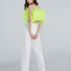 Gina Neon Green Feathers Top, Cocktail Dress for Women,graduation Gift ...