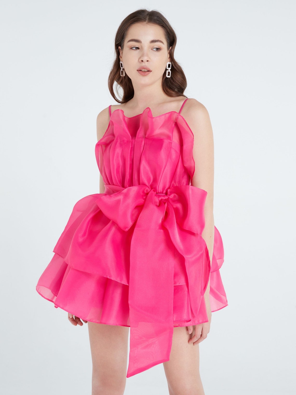 Lisa Shocking Pink Mini Dress for Womensummer Dressplus Size - Etsy