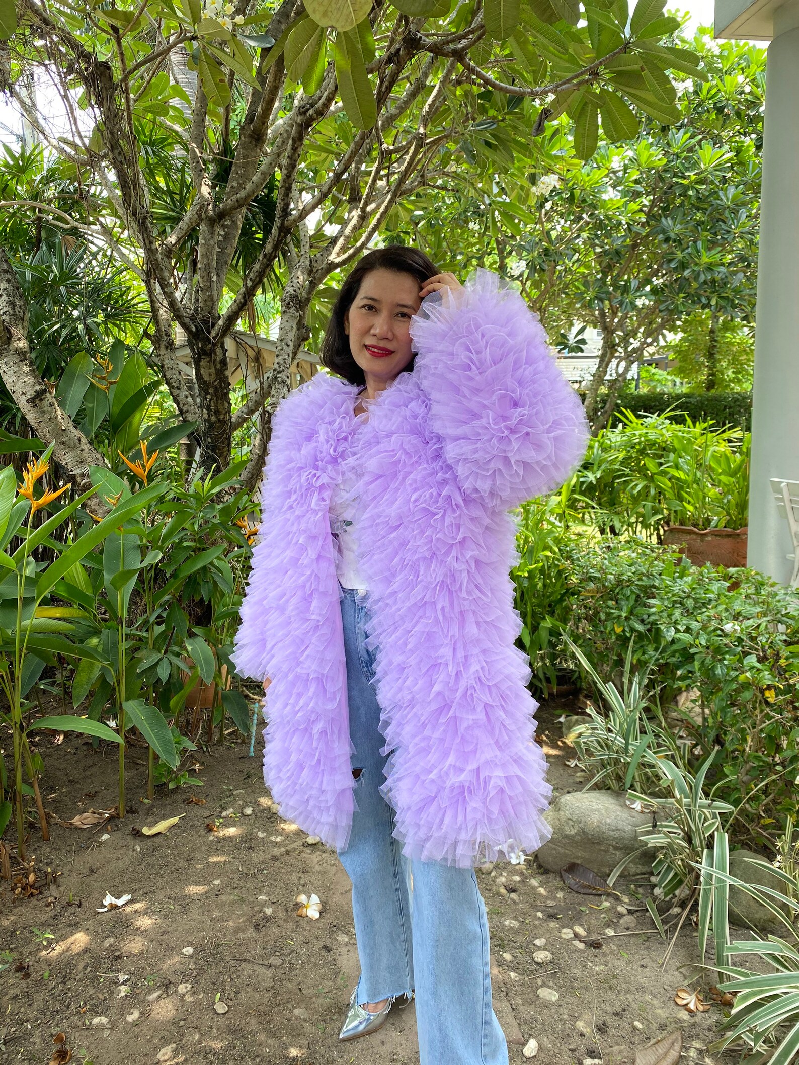 Jean Tulle Coat Dresstulle Jacket for Womenlavender Jacket | Etsy