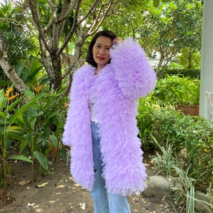 Jean Tulle Coat Dress,tulle Jacket for Women,lavender Jacket for Winter ...