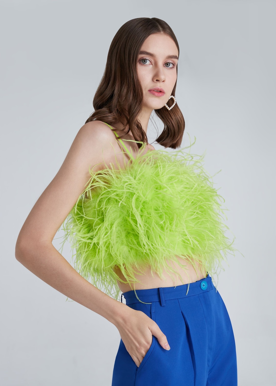 Tina Neon Green Boas Feathers Top for Women,graduation Gift ...