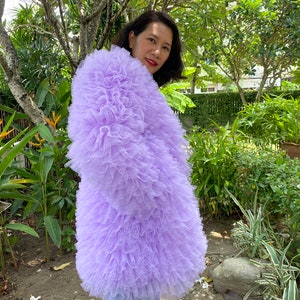 Jean Tulle Coat Dress,tulle Jacket for Women,lavender Jacket for Winter ...