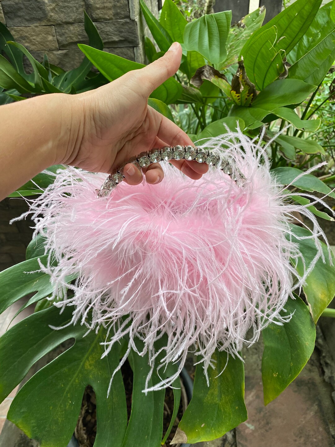 Custom Pink Feathers Mini Bag for Cocktail Party,embroidery Bag ...