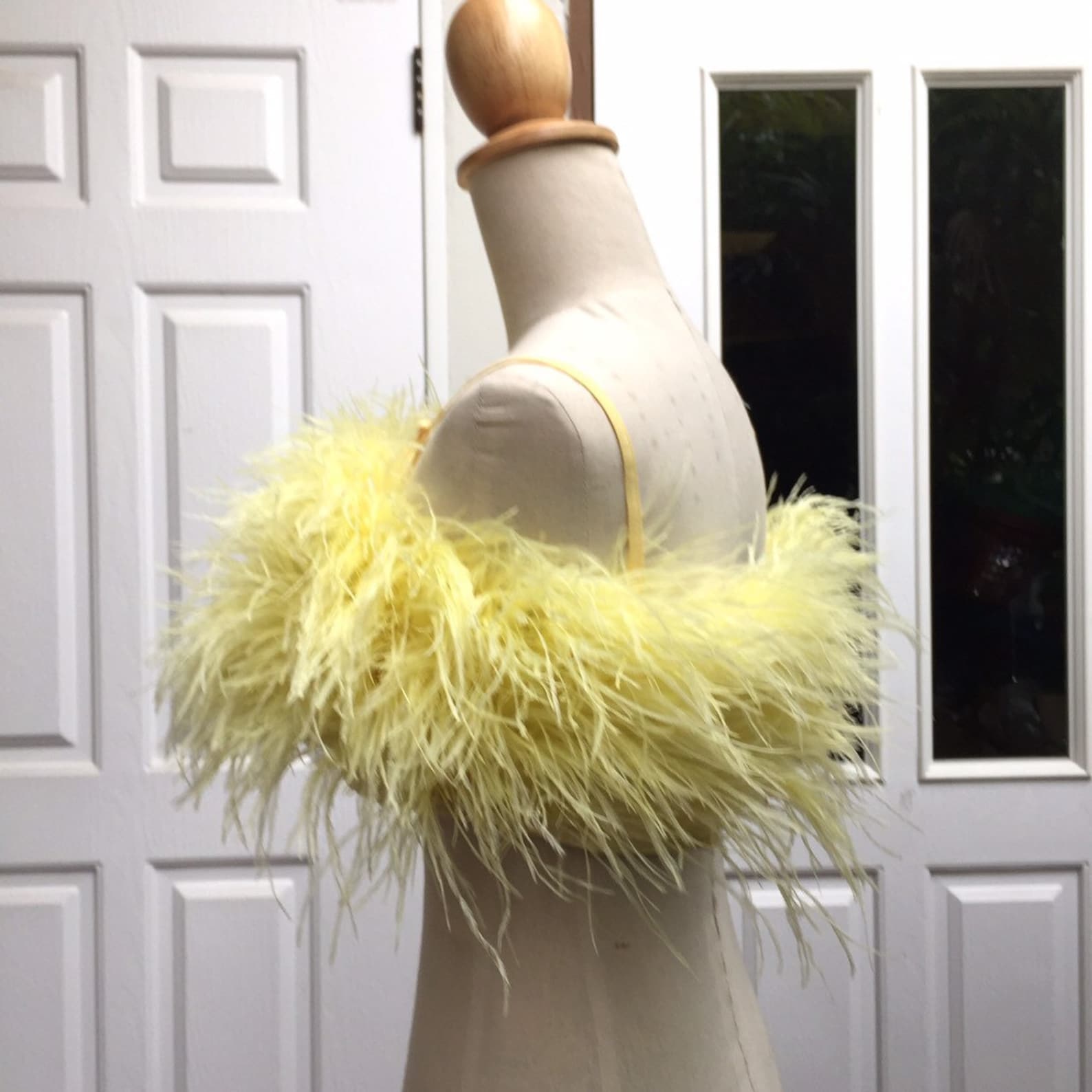 Sginstar Ray Yellow Feather Crop Top Feather Cocktail Top for - Etsy