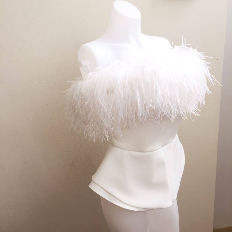 SGinstar Jamie White Feather Tube Top Feather Cocktail Top For | Etsy
