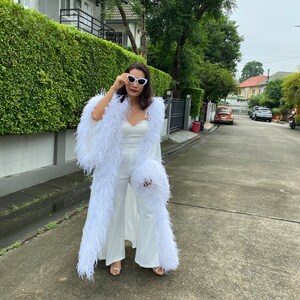 Eda White Boas Feathers Satin Kimono Dress,ball Gown Wedding Dress ...