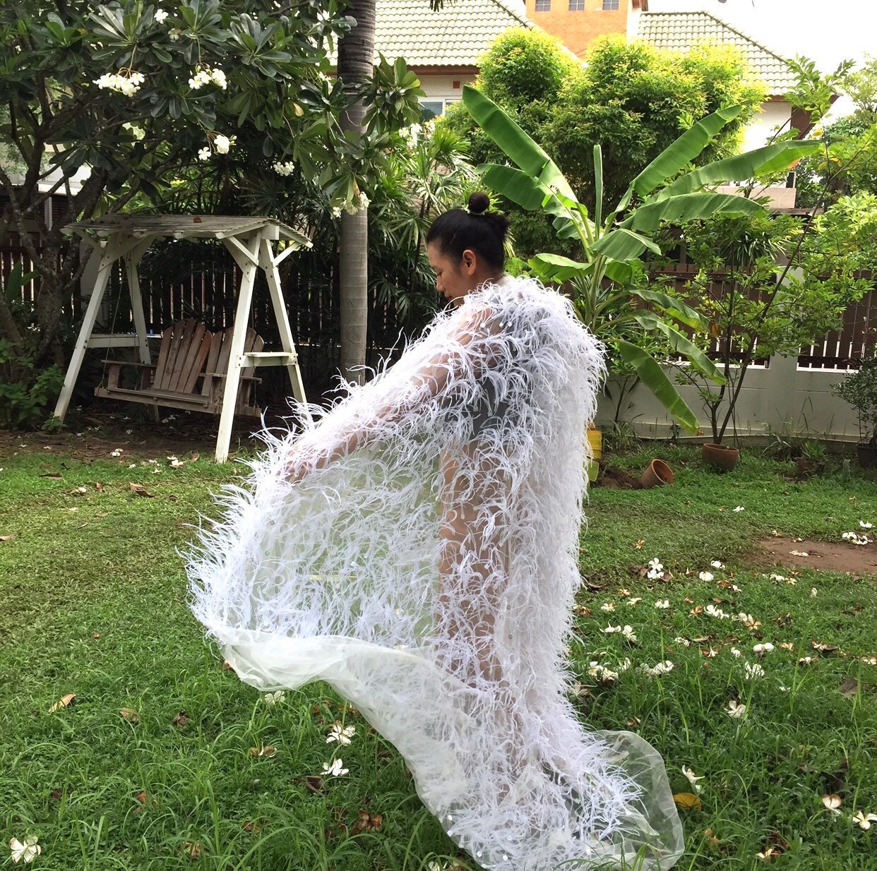 Jelly Embroidered Feather Cape Long Cape Dress wedding - Etsy