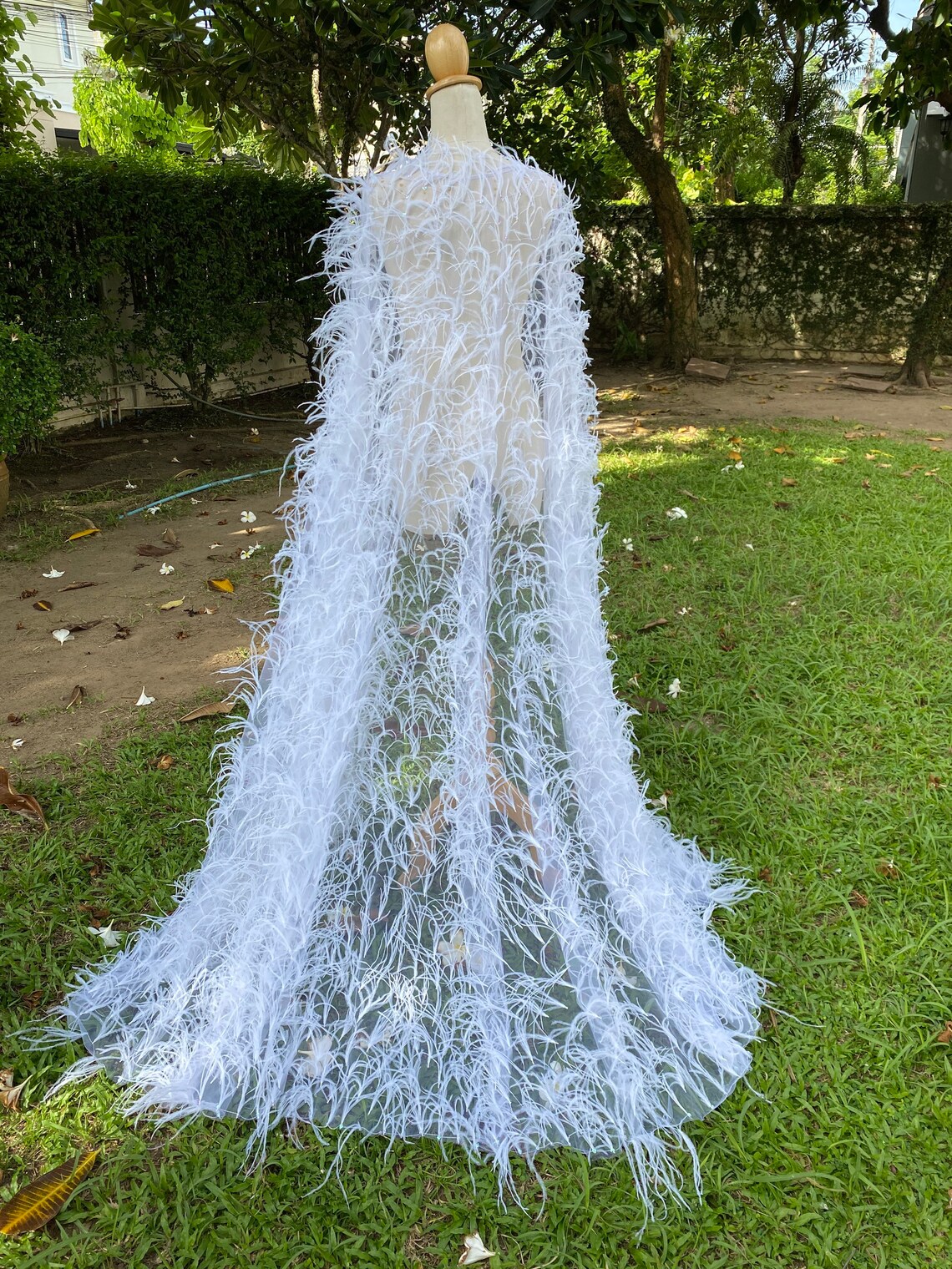 Jelly Embroidered Feather Cape Long Cape Dress wedding - Etsy