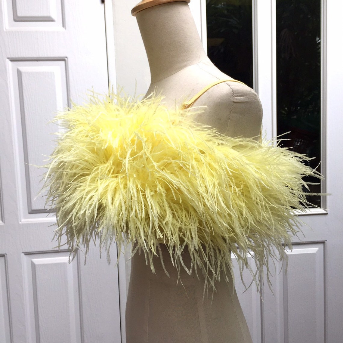 Sginstar Ray Yellow Feather Crop Top Feather Cocktail Top for - Etsy