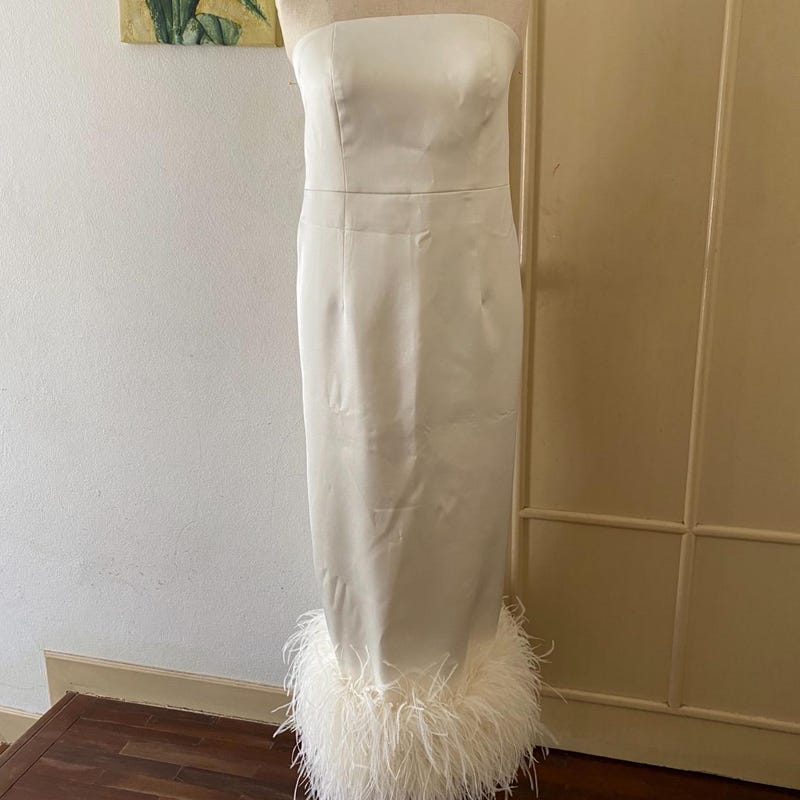 White Midi Dress Feather - Etsy