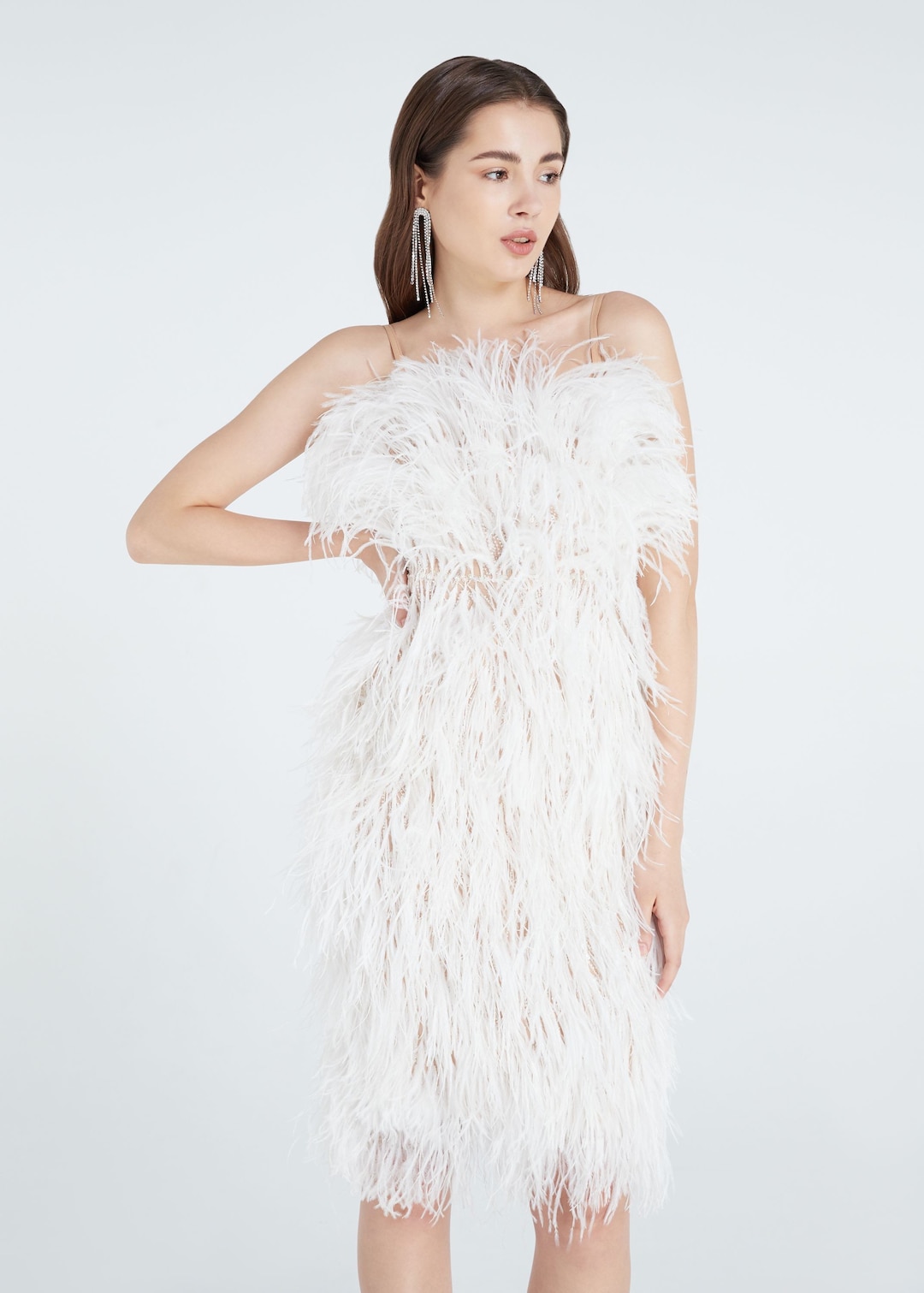 Anna Embroidered Feathers Lace Dress,wedding Dress,feather Cocktail ...