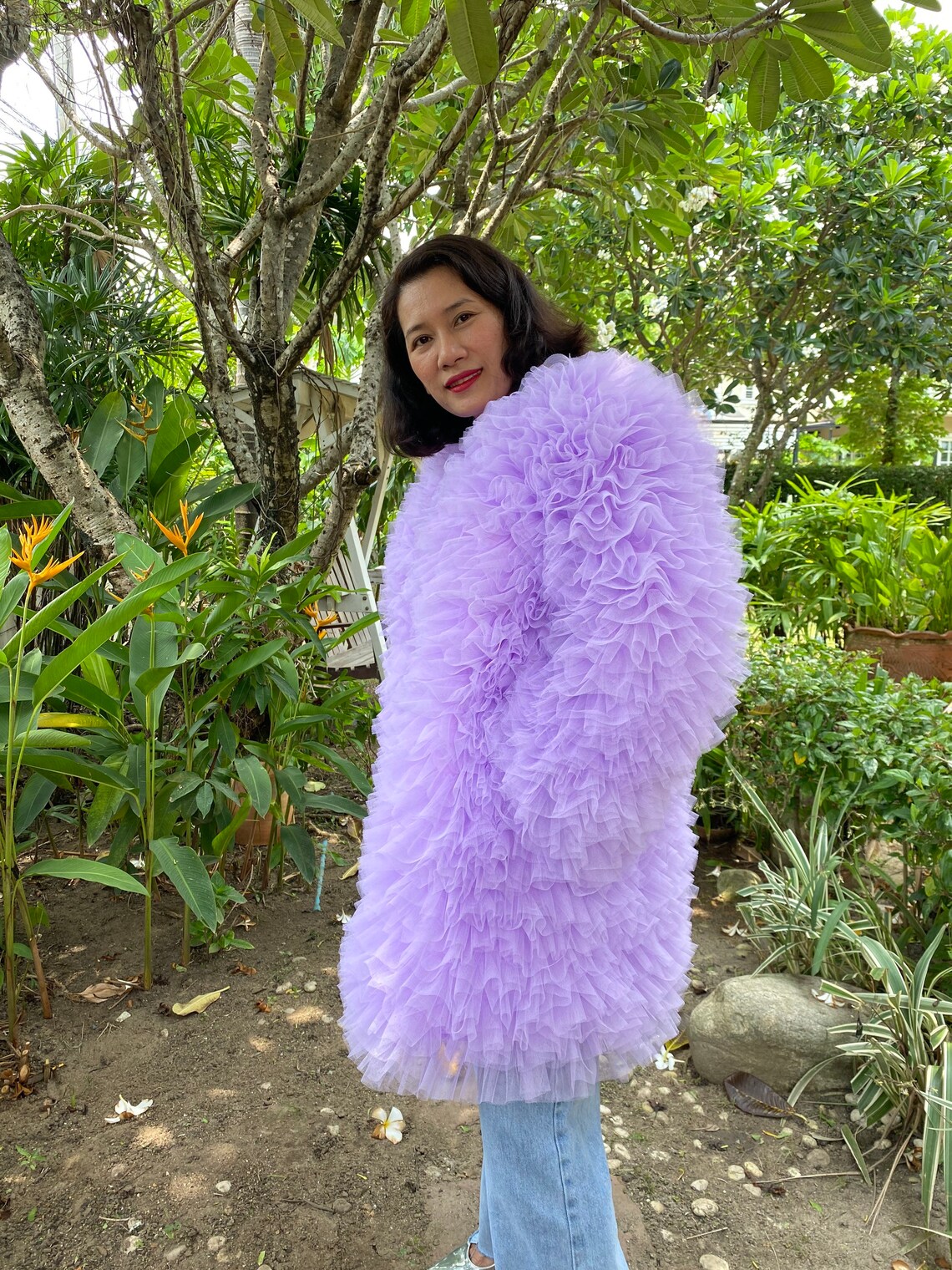 Jean Tulle Coat Dresstulle Jacket for Womenlavender Jacket | Etsy