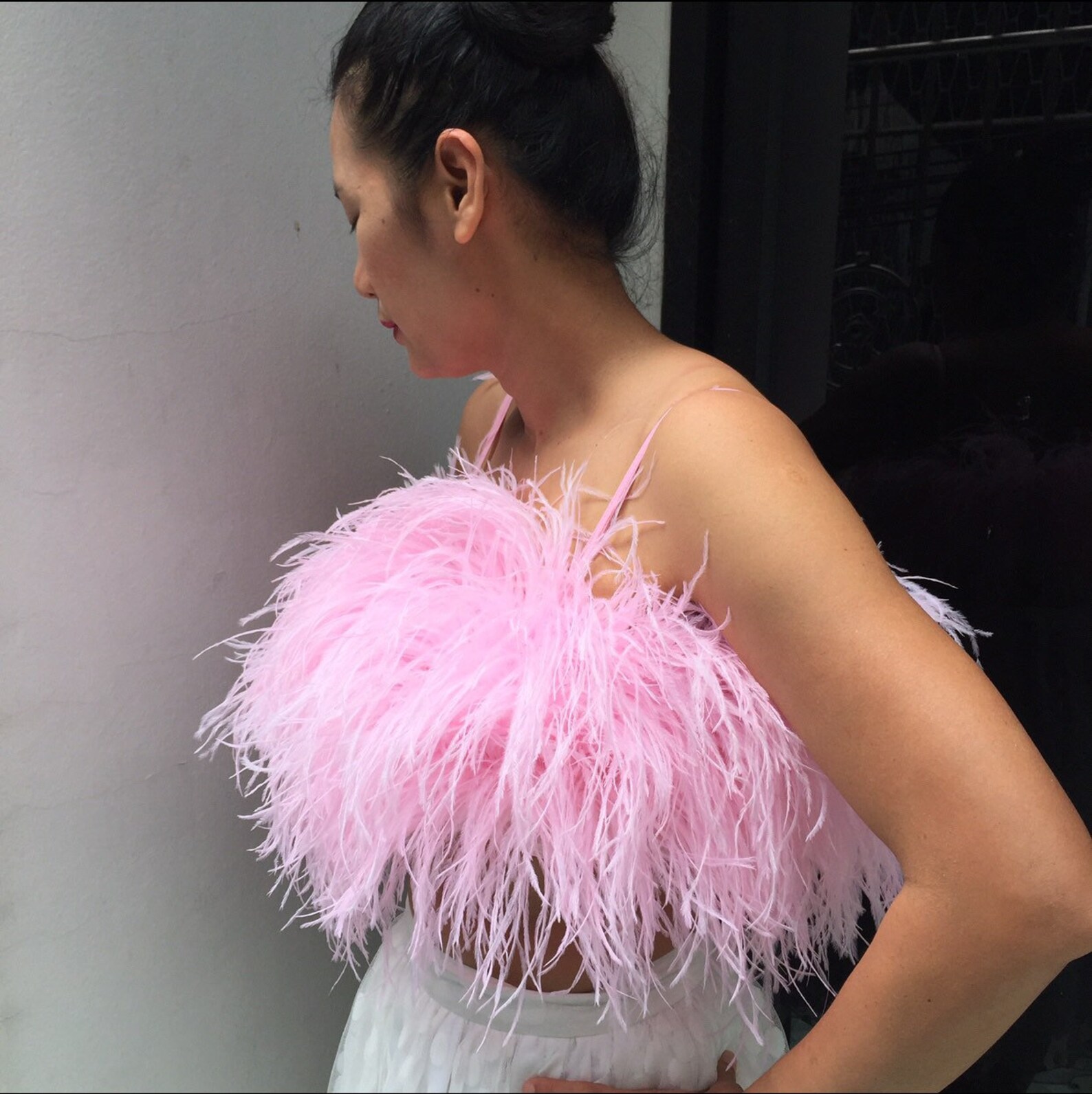 Sginstar Ray Sweet Pink Feather Cocktail Crop Top for - Etsy