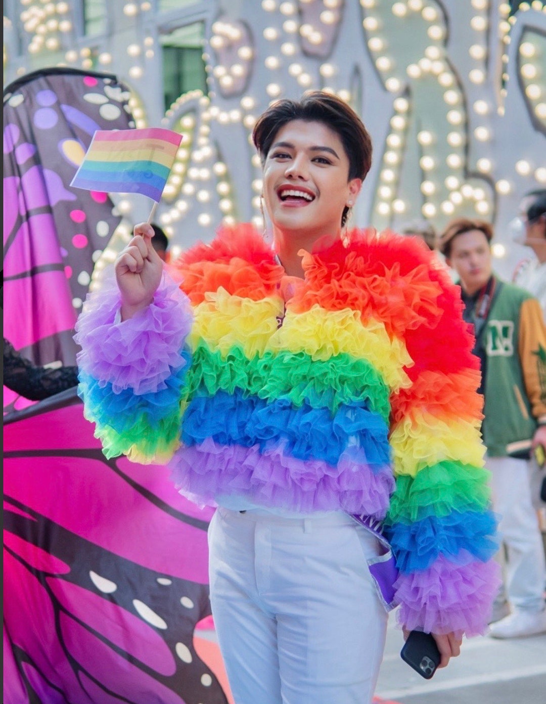 Janet Rainbow Tulle Cropped Jacket for Lgbtq,long Tulle Dress,plus Size ...