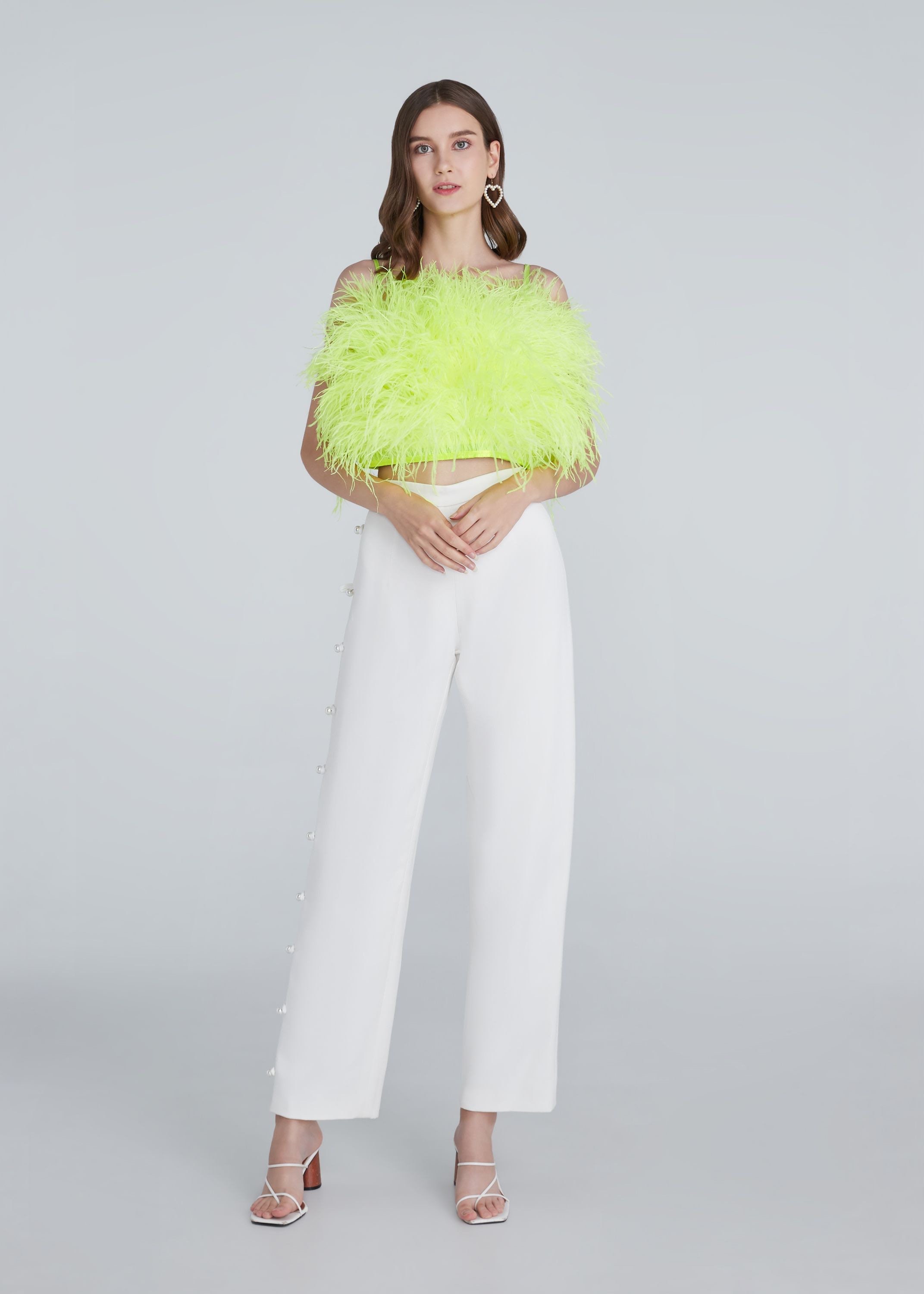 Gina Neon Green Feathers Top, Cocktail Dress for Women,graduation Gift ...