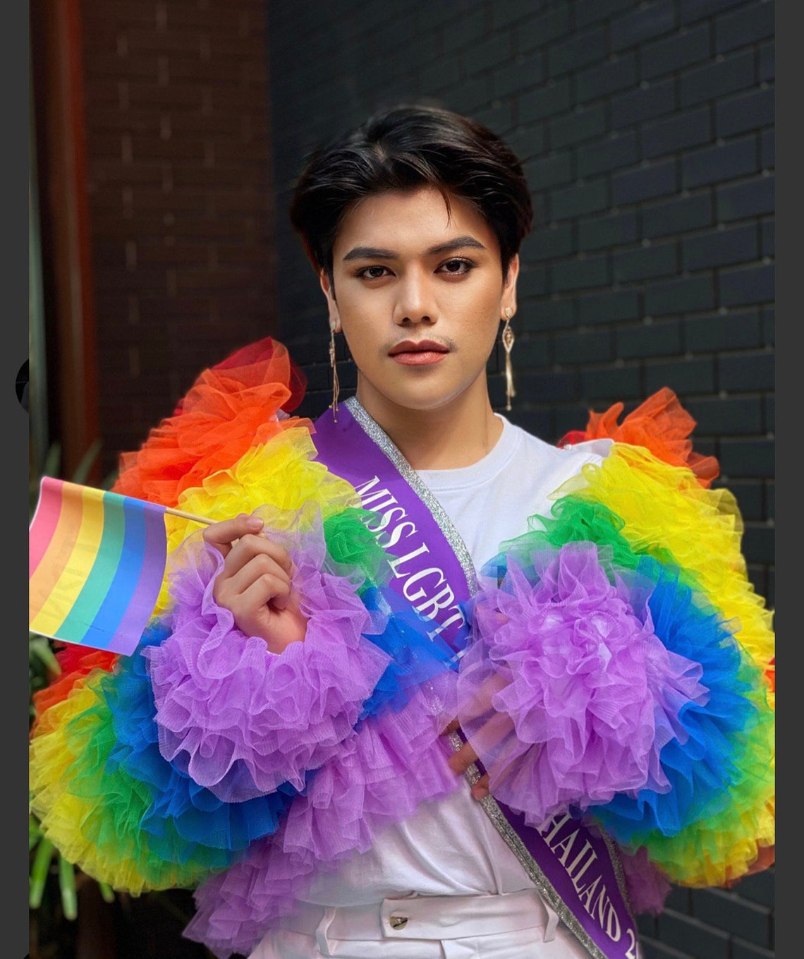 Janet Rainbow Tulle Cropped Jacket for Lgbtq,long Tulle Dress,plus Size ...