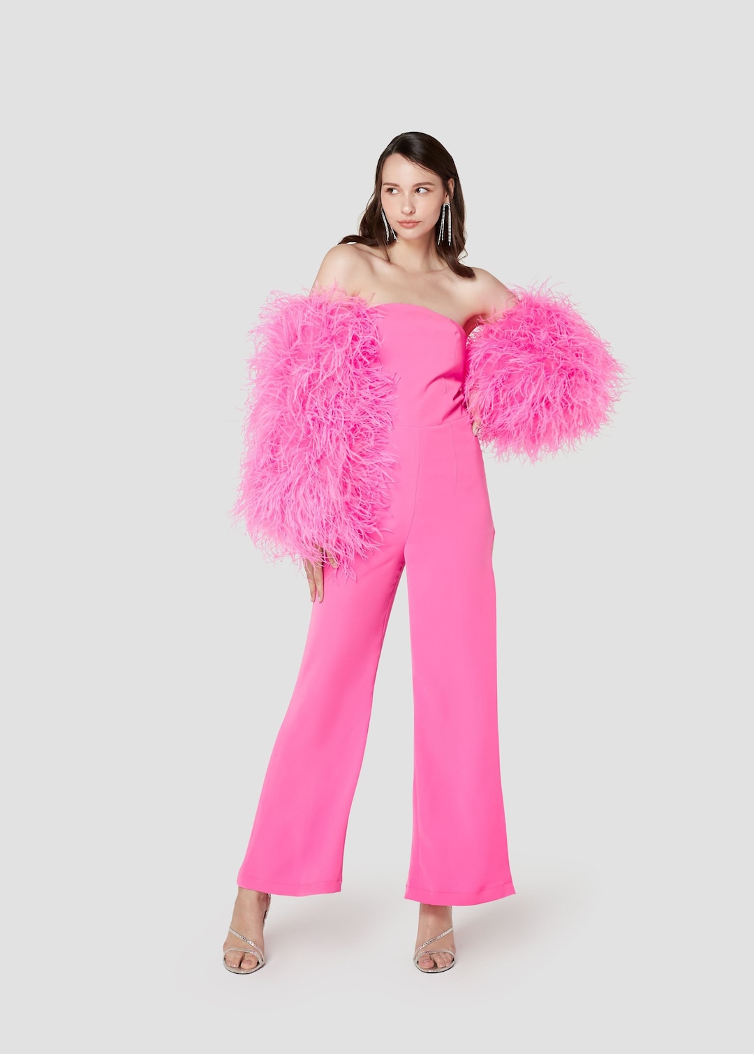 Hot Pink Feathers Jumpsuits for Women,birthday Party Dress,alternative ...