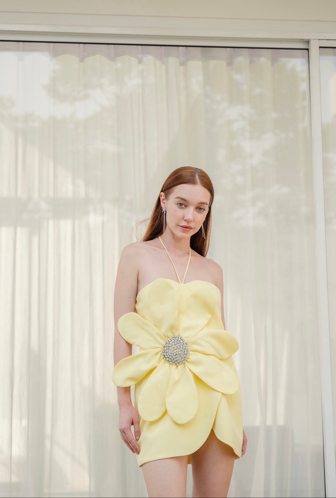 Kita Yellow 3D Daisy Mini Dress, Plus Size Wedding Dress,alternative ...