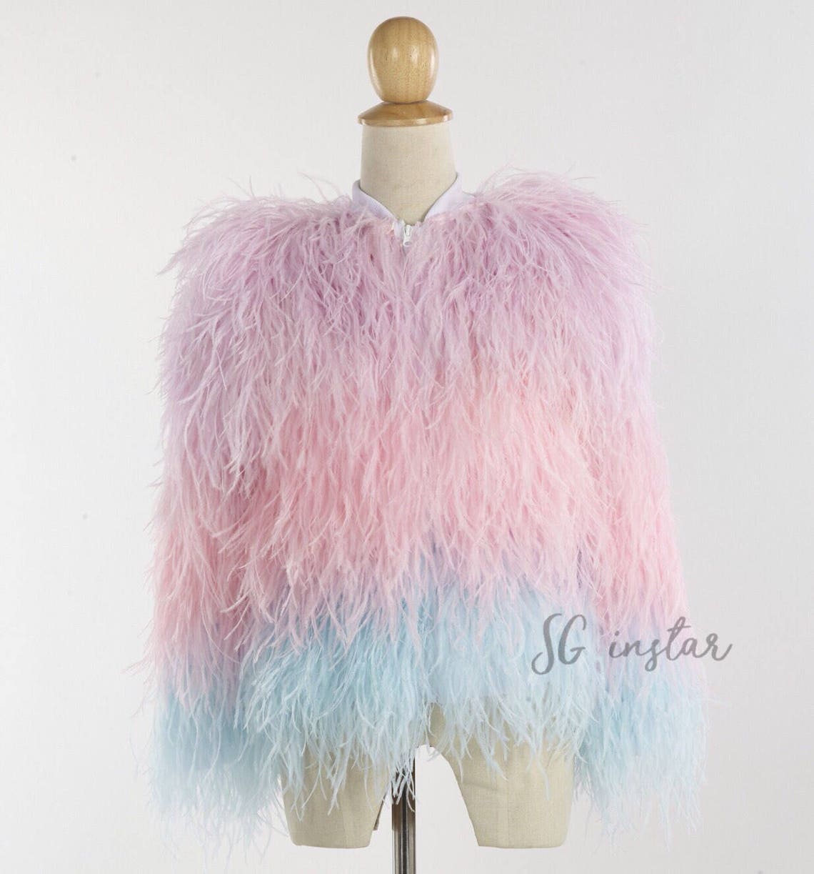 Cara Rainbow Feather Jacket Pastel Bomber for Costume | Etsy